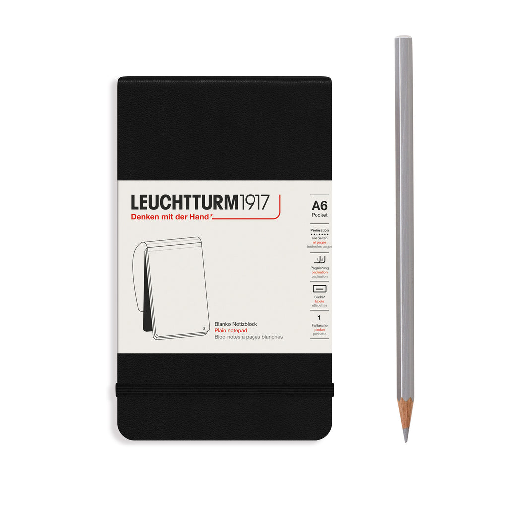 POCKET NOTEPAD (A6) HARDCOVER, BLACK (Multiple Styles) — by Leuchtturm ...