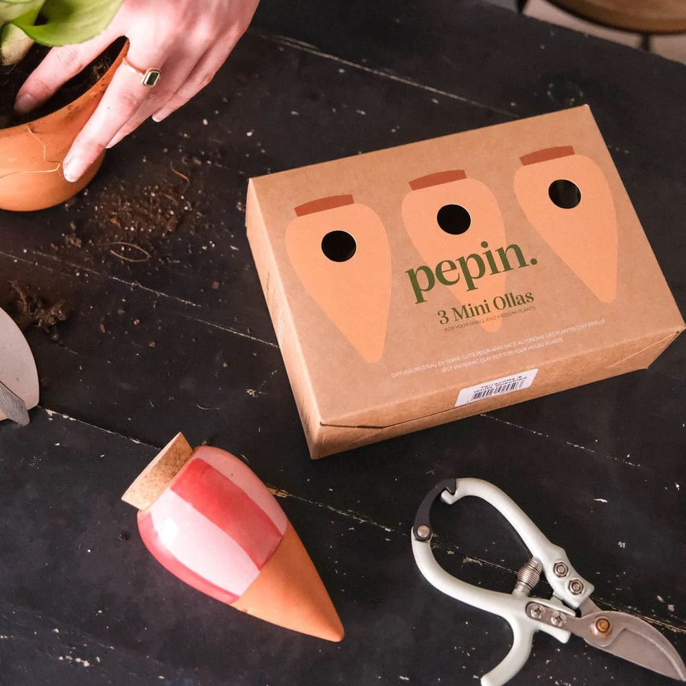 TRIO MINI OLLAS, Réserve d’eau autonome - Les Rayées — par Pepin – Paperole