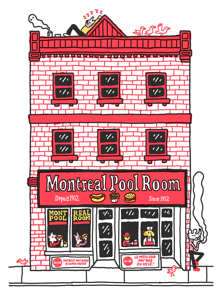 MONTRÉAL POOL ROOM, 18" X 24" (silkscreen print) — by Benoit Tardif ...