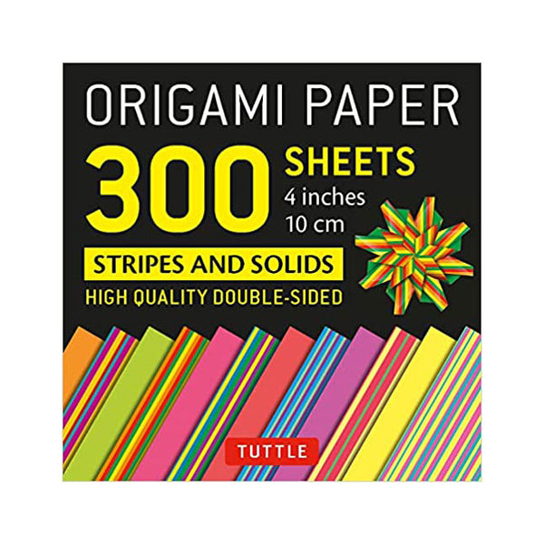 ORIGAMI PAPER 300 SHEETS STRIPES AND SOLIDS 4x4" — by Tuttle – Paperole
